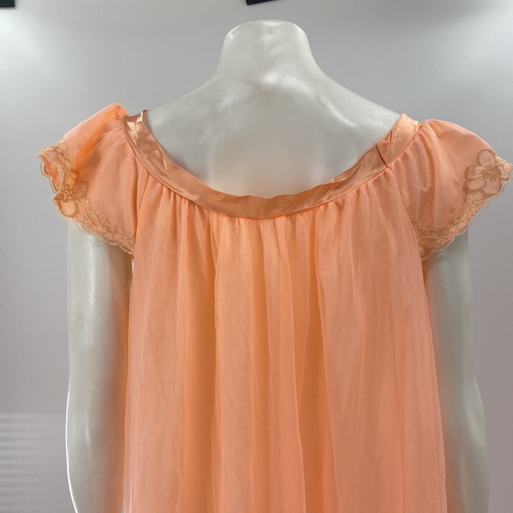 Vintage Sheer Night Gown Large Neon Orange - Gem